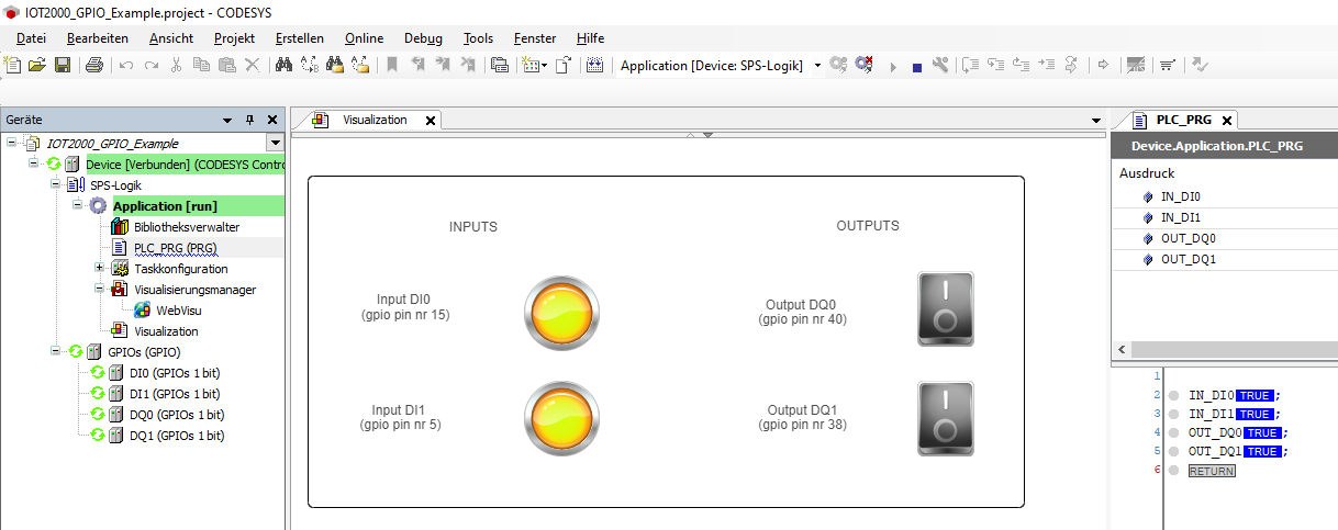 CODESYS Forge - IOT2000 GPIO Demo / Home / Home